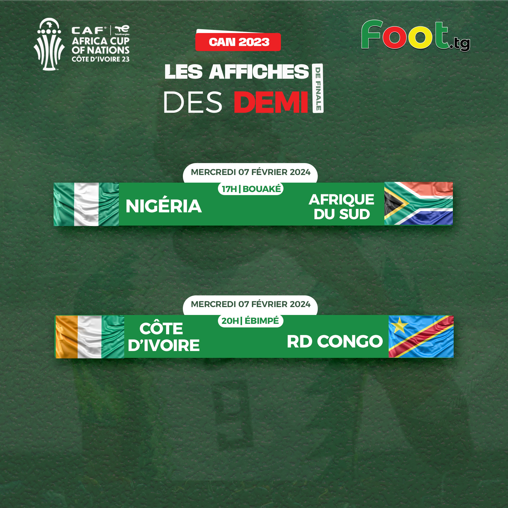 CAN 2023 : Les affiches des demi-finales – Foot.tg